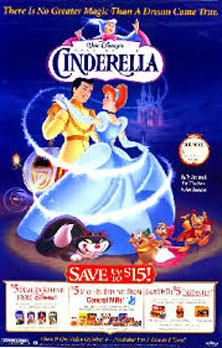 Cinderella Movie Poster 1950 Walt Disney 26x40 Video Poster