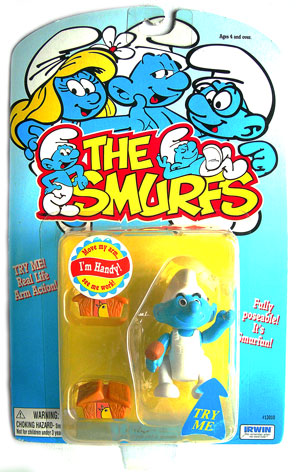 The Smurfs: Handy Smurf figure with Real Life Arm Action (Irwin/1996)