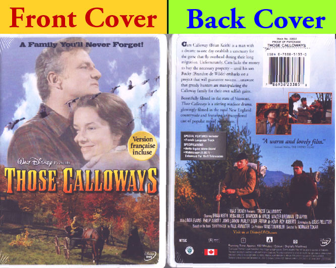 Those Calloways DVD (Brian Keith, Vera Miles) 1965 Disney, Brand New